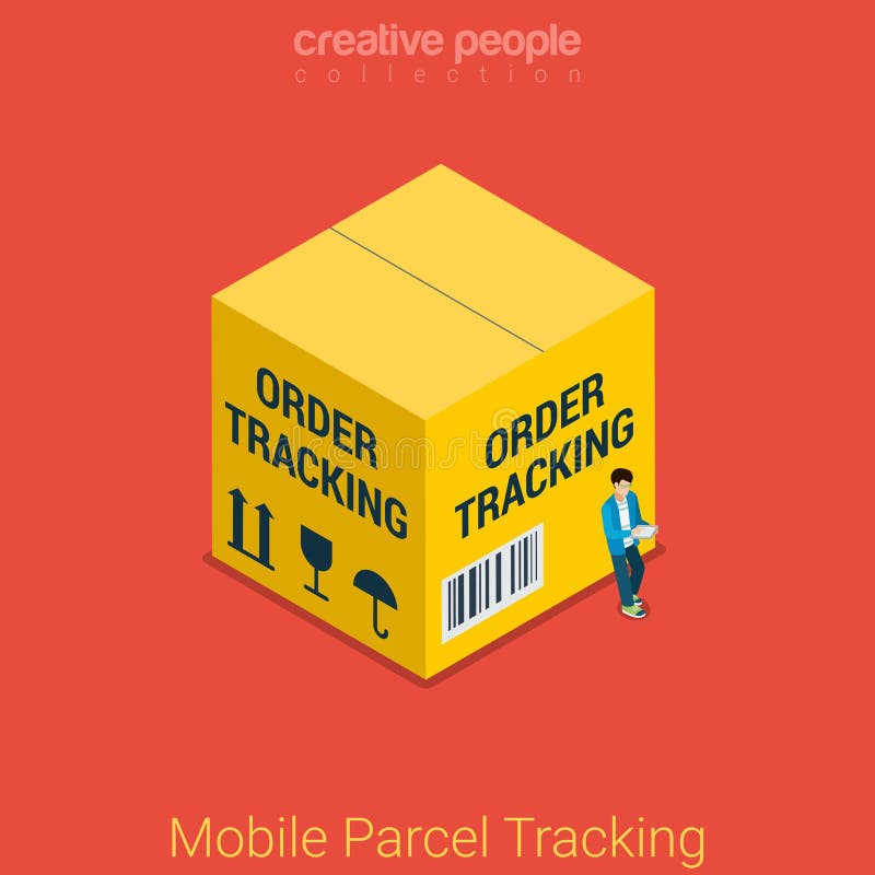 Mobile Parcel Tracking Order Shipping Flat 3d Isometric Vector Stock ...