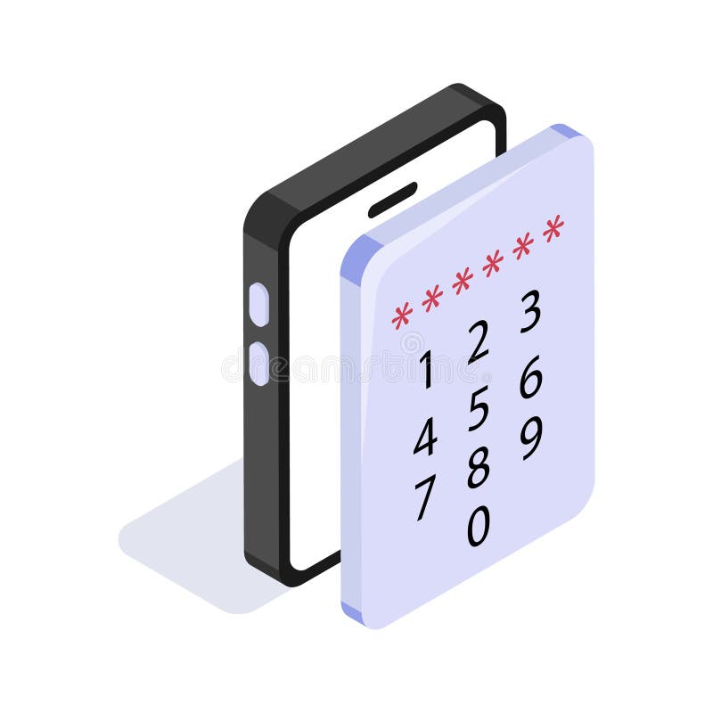 Mobile Password Isometric Icon in Modern Style Stock Vector ...