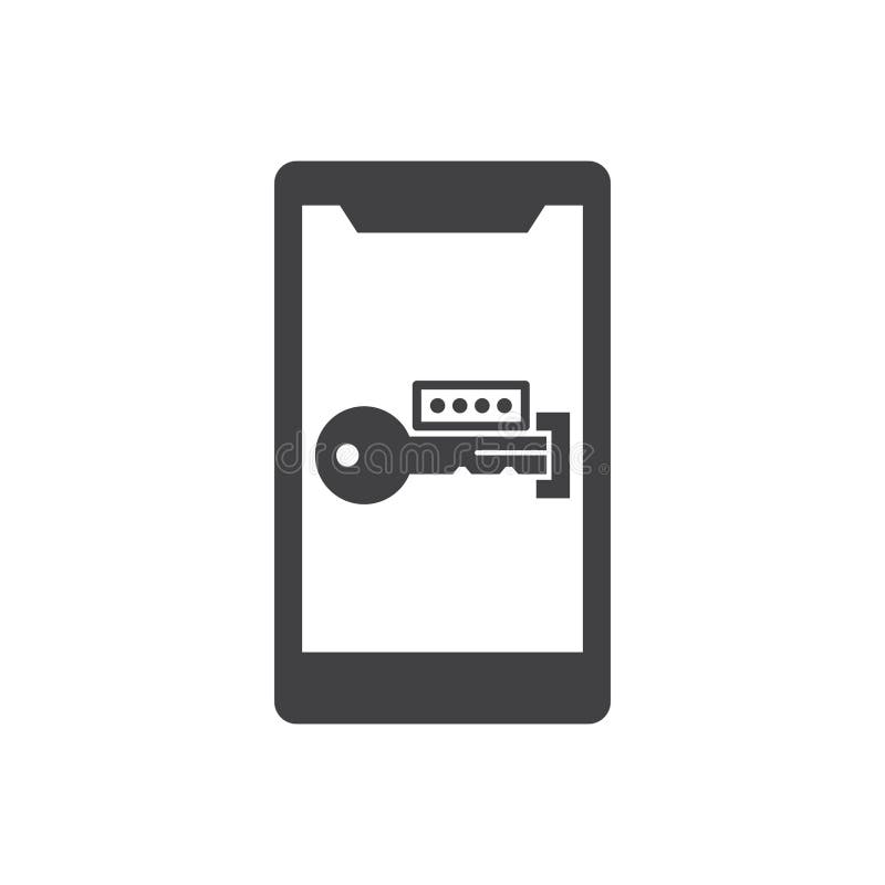 Mobile Password Lock Icon stock illustration. Illustration of browser ...