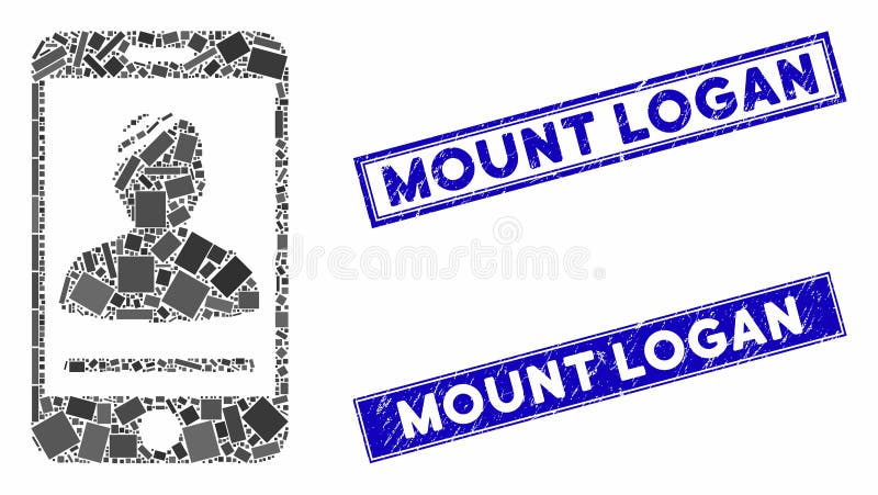 Mobile Patient Mosaic and Grunge Rectangle Mount Logan Stamps Stock ...