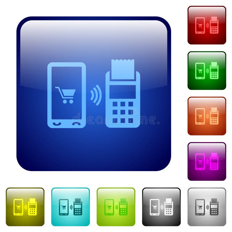Mobile Payment Color Square Buttons Stock Vector - Illustration of ...