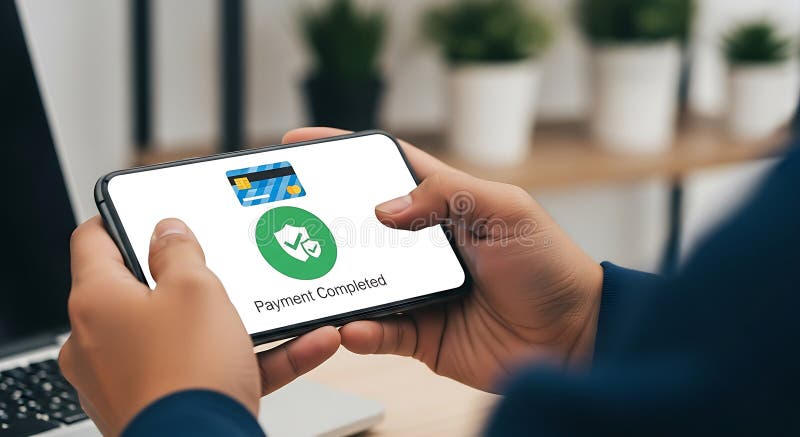 Mobile Payment Completed Securely with Credit Card Confirmation on ...