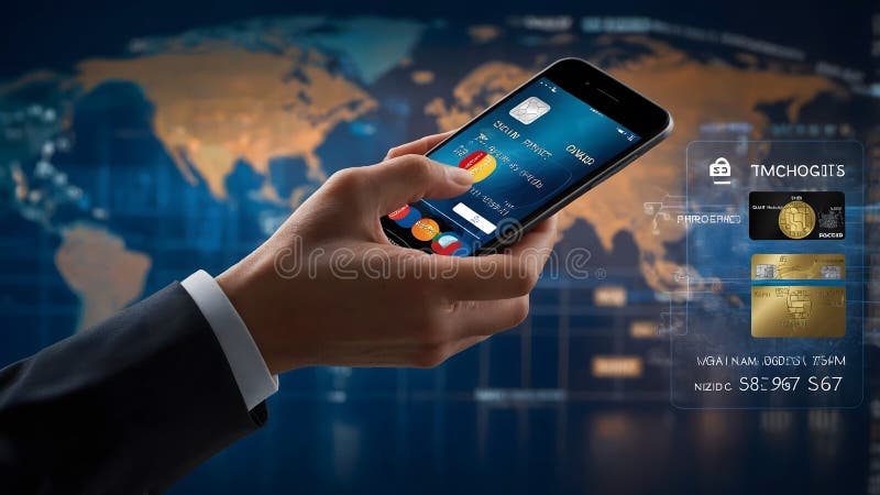 Mobile Payment Concept with Hand Holding Credit Card and Smart Phone ...