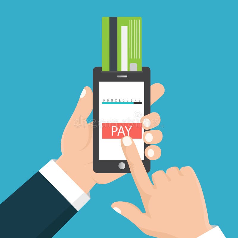 Mobile Payment Concept. Hand Holding a Phone Stock Vector - Illustration of purchase, money ...