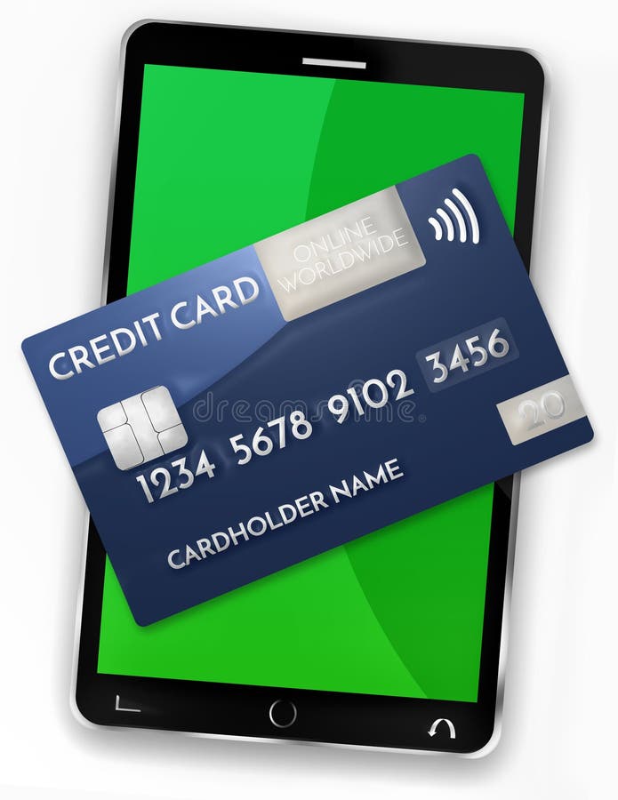 Mobile Payment Credit Card 3d Render Stock Illustration - Illustration ...