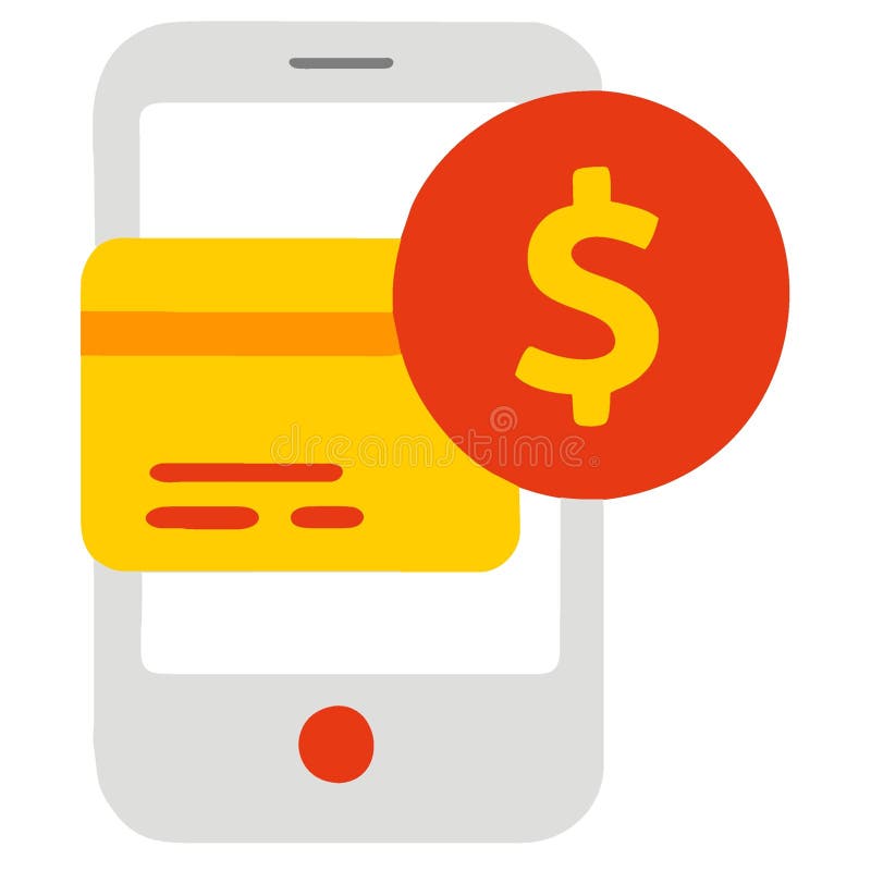 Mobile Payment with Credit Card and Dollar Icons, Flat Icon Stock Illustration - Illustration of ...