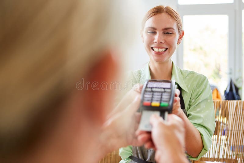Mobile Payment Customer Pays by Credit Card Stock Photo - Image of ...
