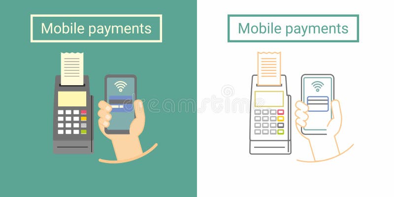 Mobile Payment Design Concept with Terminal and Hand Holding Phone ...