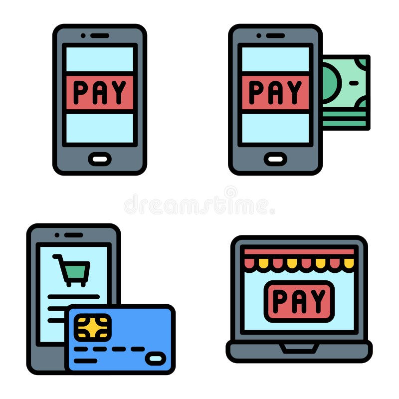 Mobile Payment Icon Set 3 Payment Related Vector Stock Vector ...