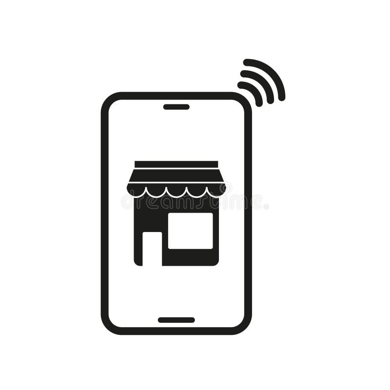 Mobile Payment Icon. Smartphone with Store. Wireless Transaction Symbol ...