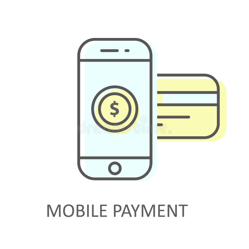 Mobile Payment with Inserted Credit Card - Online Purchase Icon ...