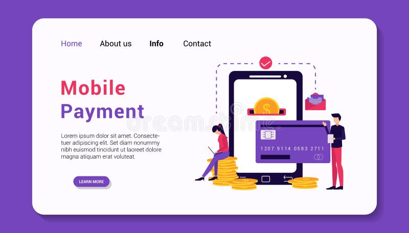 Mobile Payment Landing Page Template Graphic Design Illustration Stock ...