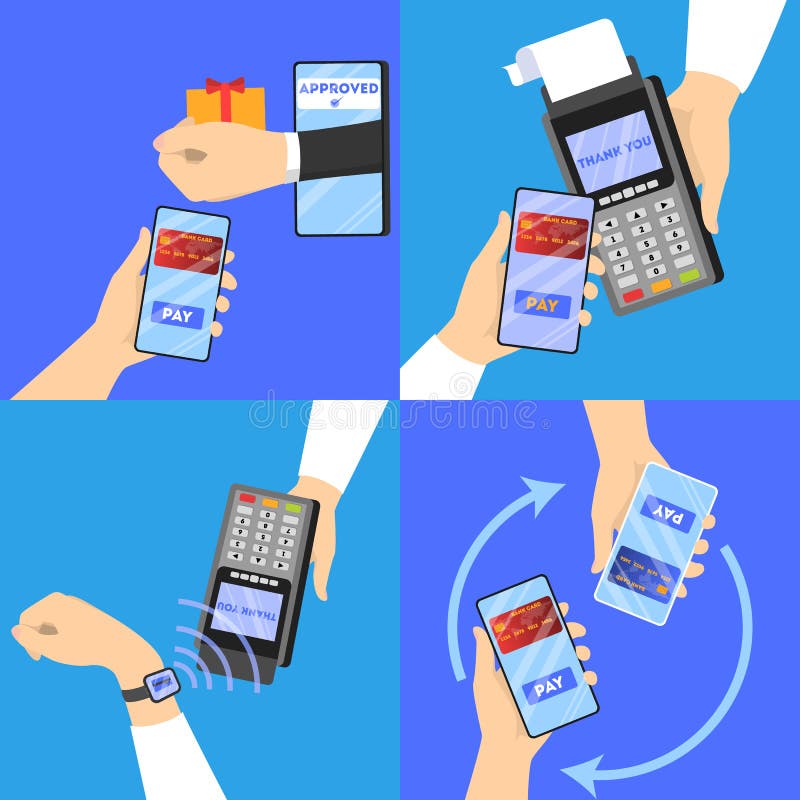 Mobile Payment Set. Collection of Digital Transaction Stock Vector ...