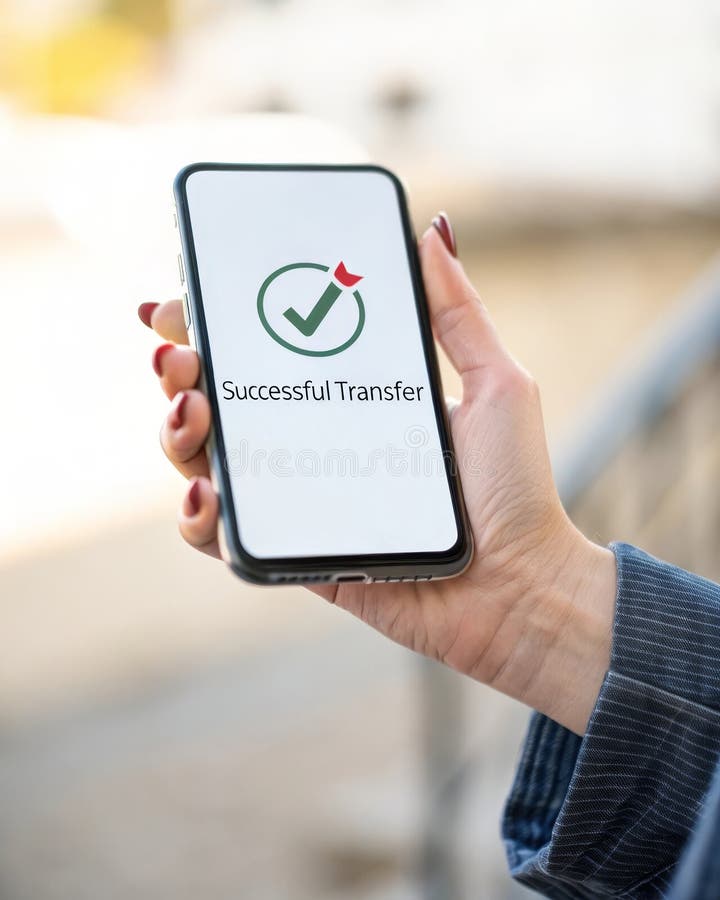 Mobile Payment Success - Person Holding Smartphone with Successful ...