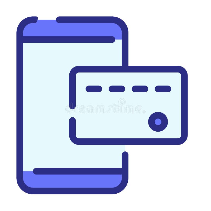 Mobile Payment Transfer Card Single Isolated Icon with Dash or Dashed ...