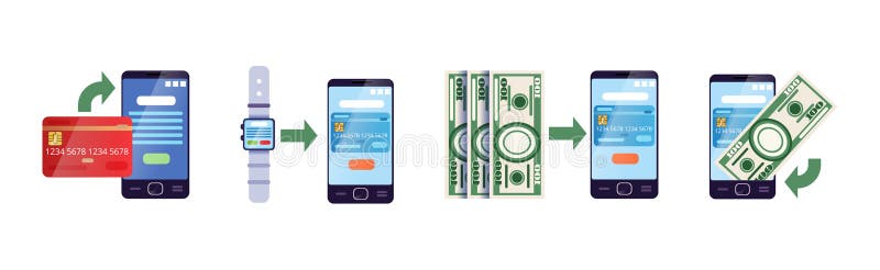 Mobile Payment and Wireless Paying Method Vector Set Stock Vector ...