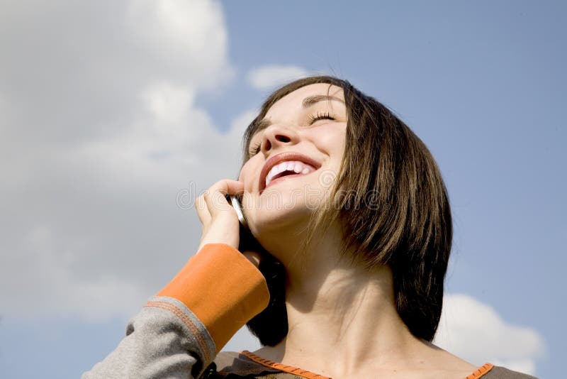 Mobile Phone stock photo. Image of outside, smiling, beautiful - 13745700