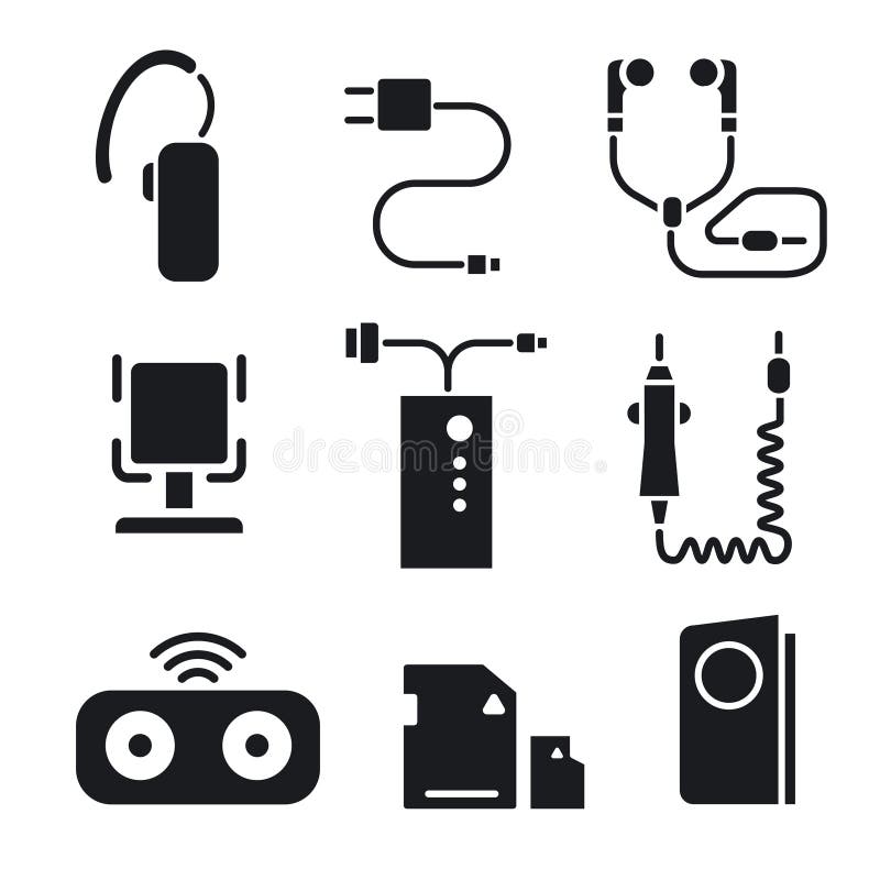 Accessories Icons for Mobile Phone Stock Vector - Illustration of ...