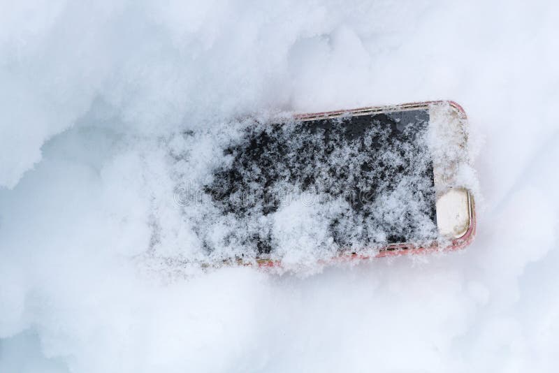 Mobile Phone Accidentally Fell Out and Got Lost in the Snow Stock Image ...