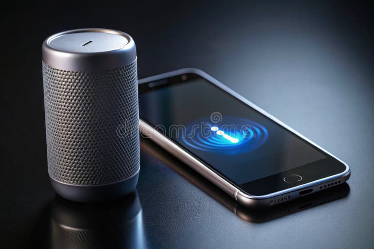 Mobile Phone with Activated Voice Assistant: Digital AI Interaction ...