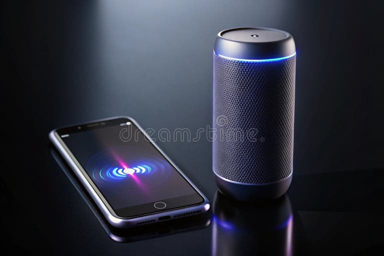 Mobile Phone with Activated Voice Assistant: Digital AI Interaction ...