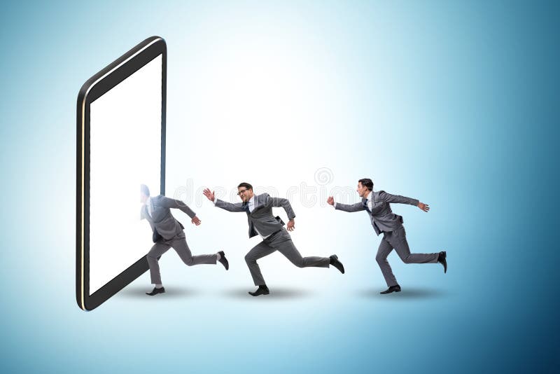 Mobile Phone Addiction with Businessman Stock Photo - Image of device ...