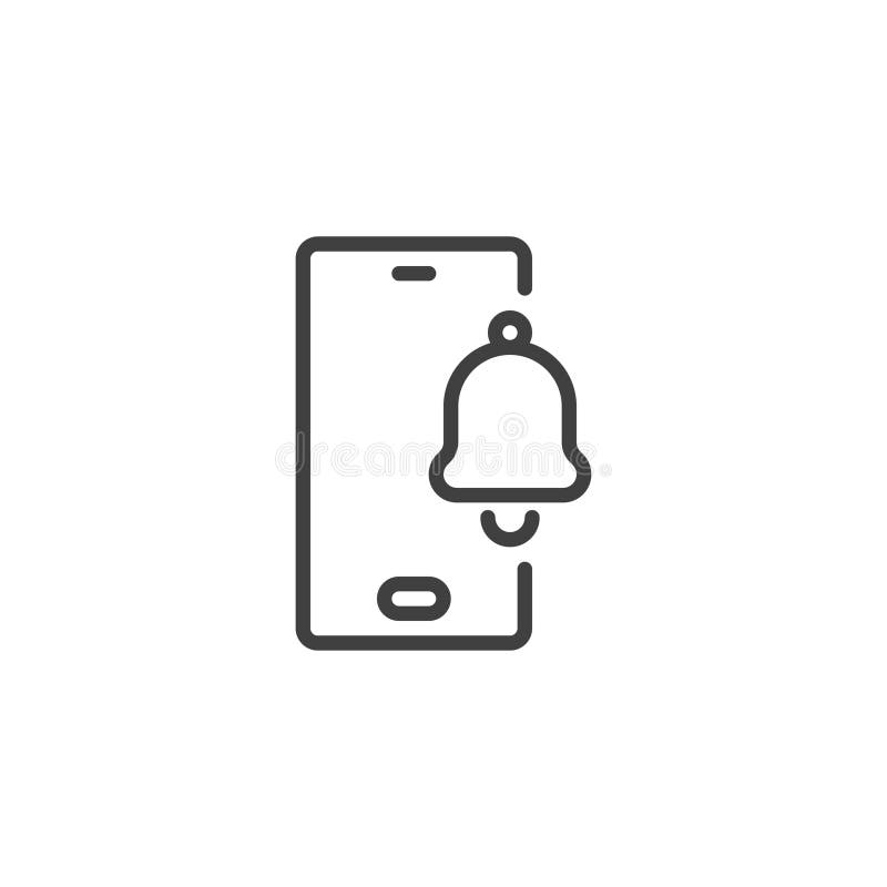 Mobile Phone Alert Line Icon Stock Illustration - Illustration of phone ...