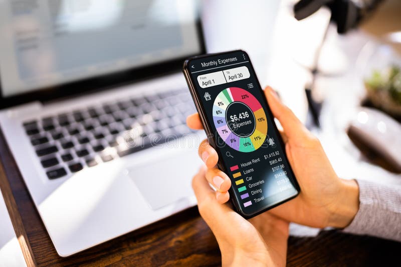 Mobile Phone App for Money, Budget Stock Photo - Image of financial ...