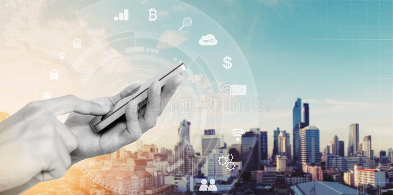 Mobile Phone Application and Technology. Hand Using Mobile Smart Phone ...