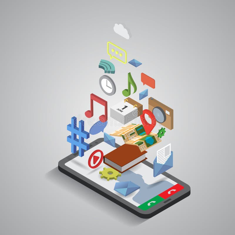 Phone Applications And Icons Stock Illustration - Illustration of video ...