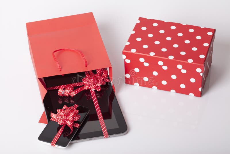 Mobile phone as a gift stock image. Image of smartphone - 86198541