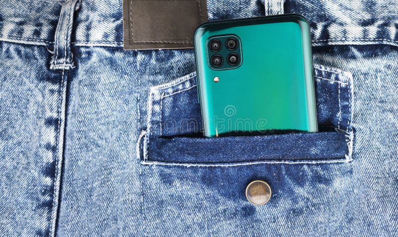 Mobile Phone in Back Pocket of a Woman S Jeans Stock Photo - Image of ...