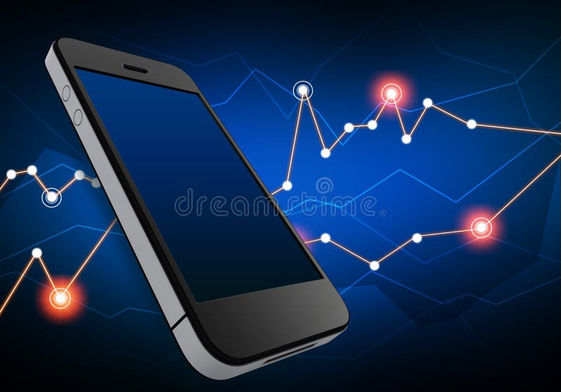 Mobile Phone on the Background of Lines Connected Stock Illustration ...