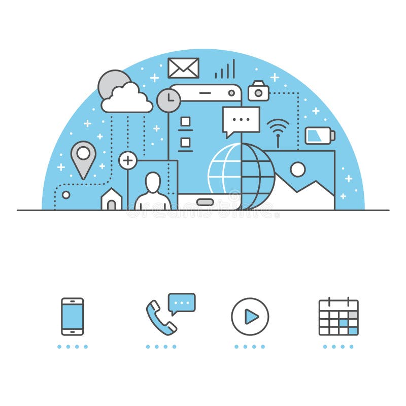 Mobile Phone Banner and Icons with White Background Stock Vector ...