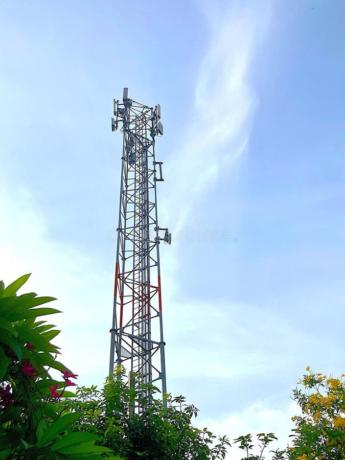 Mobile Phone Base Station of Wireless Communications with Tree, Cloud ...