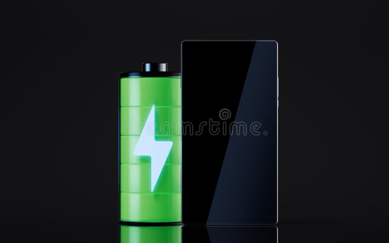 Mobile Phone and Battery, 3d Rendering Stock Illustration ...