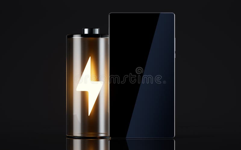 Mobile Phone and Battery, 3d Rendering Stock Illustration ...