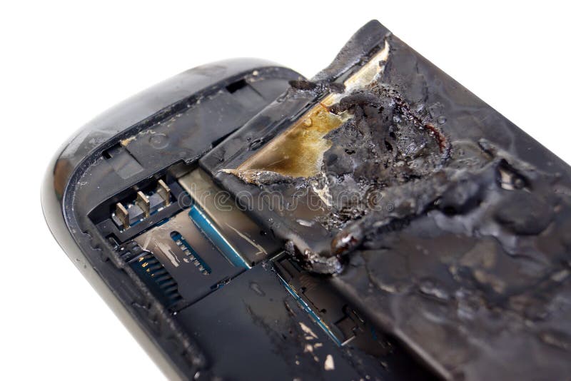 Mobile Phone Battery Explodes Stock Photo - Image of cellphone, defect ...