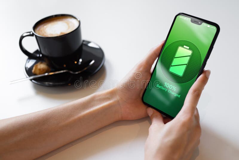 Mobile Phone Battery Full Charged Indicator Icon on Screen. Stock Image ...