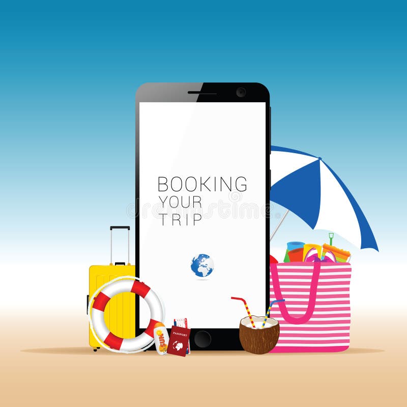 Beach Stuff with Towel Cartoon Illustration Stock Vector - Illustration ...