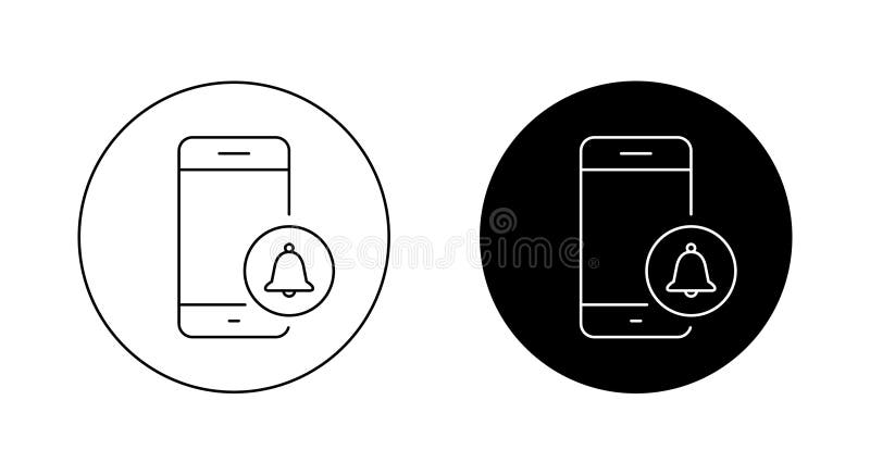 Mobile Phone with Bell Icon on Black Circle. Cellphone Notification ...