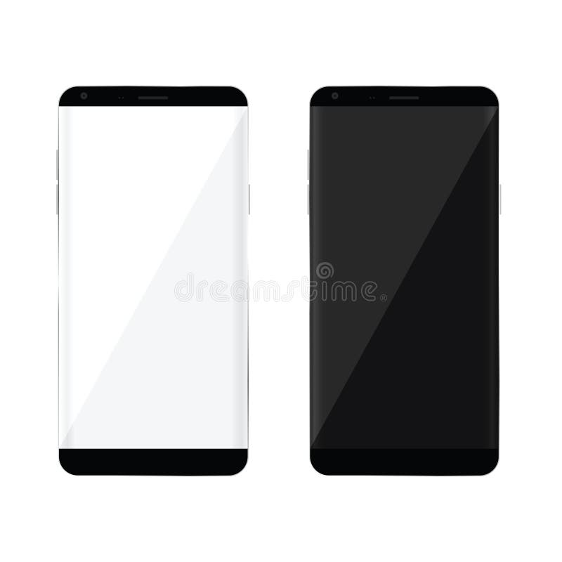 Mobile Phone with Black and White Illustration Stock Vector ...