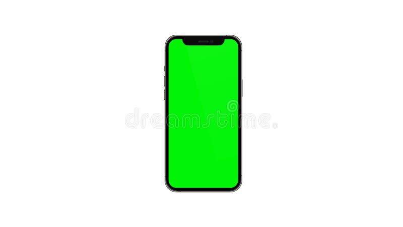 Mobile Phone Animated Mockup with Green Screen. Isolated on White ...