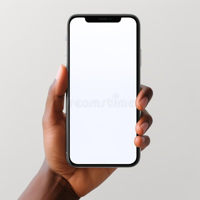 Mobile Phone Blank White Screen Cut Clipping Out Hand Holding the Phone ...