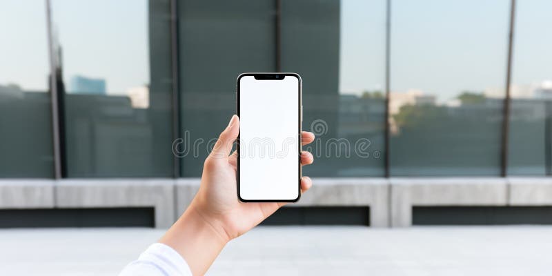 Mobile Phone with Blank White Screen in Human Hand , Concept of Gadget ...