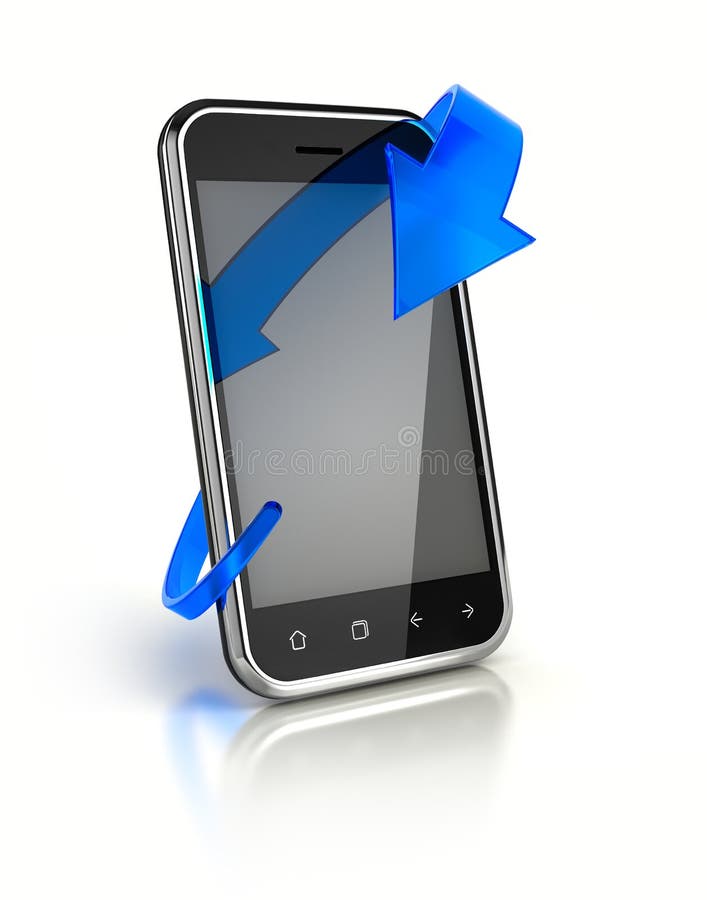 Mobile Phone with Blue Arrow Stock Illustration - Illustration of arrow ...