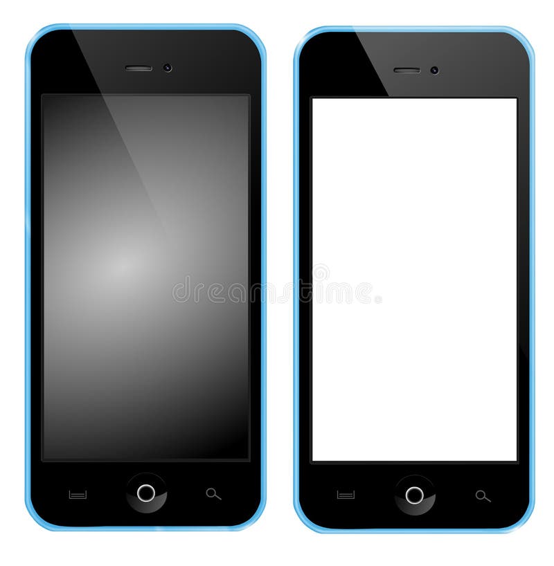 Mobile phone with blue box stock illustration. Illustration of ...