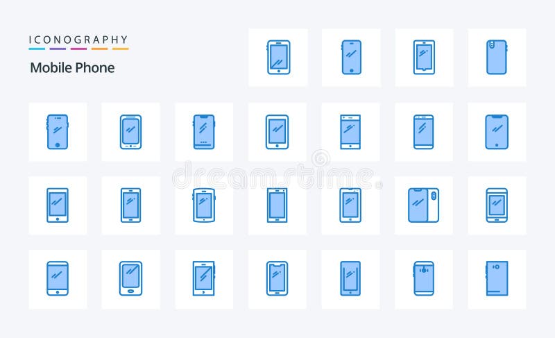 25 Mobile Phone Blue Icon Pack Stock Vector - Illustration of camera ...