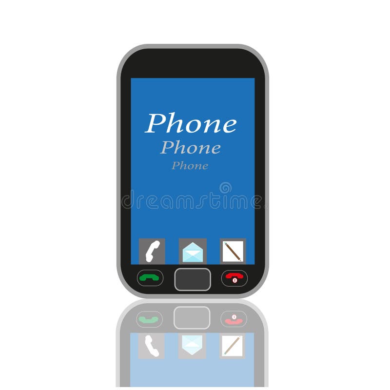 Mobile Phone with Blue Screen on an Stock Vector - Illustration of ...