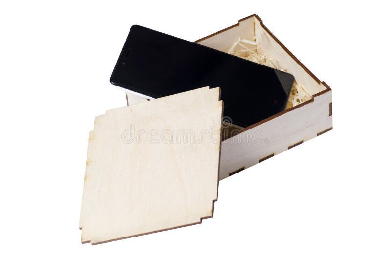 Mobile phone in the box stock image. Image of elegance - 92278975